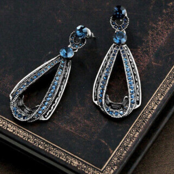 Jewelry | New Sterling Silver Dark Blue Diamond Earrings | Poshmark